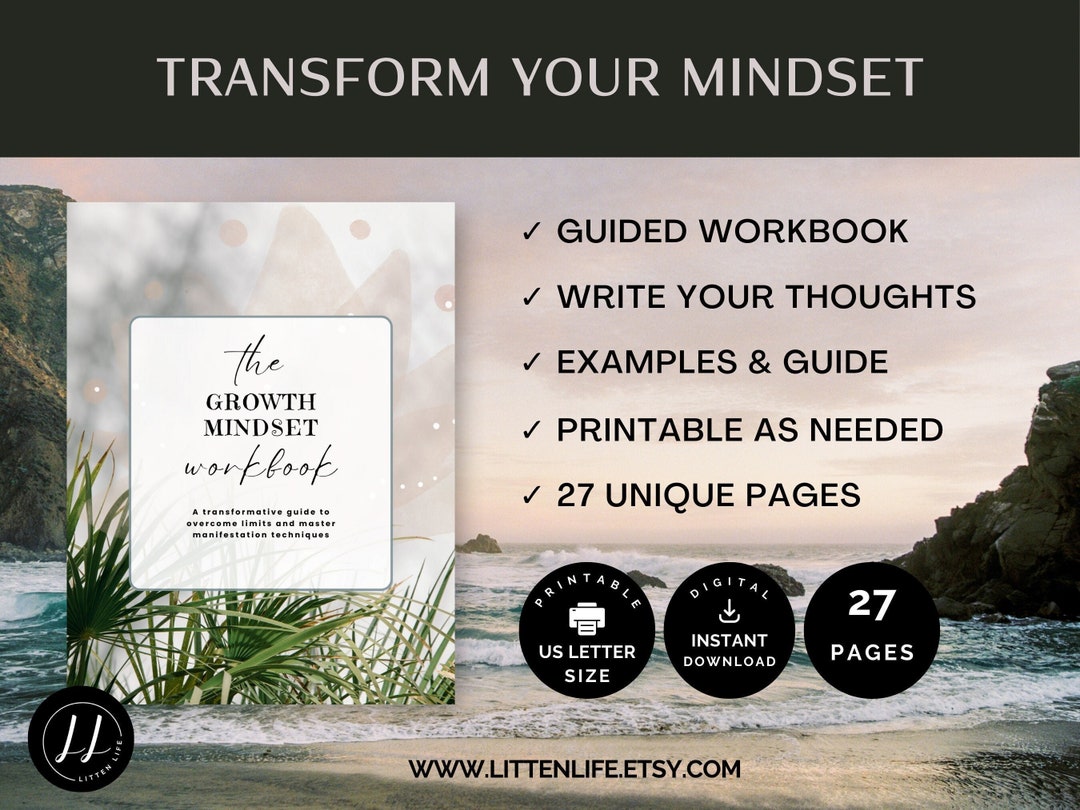 Printable * Growth Mindset Workbook - Self Transformation, Prompts ...