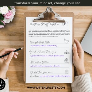 Printable * Growth Mindset Workbook - Self Transformation, Prompts ...