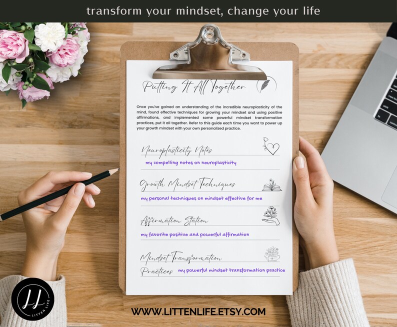 Printable * Growth Mindset Workbook - Self Transformation, Prompts ...