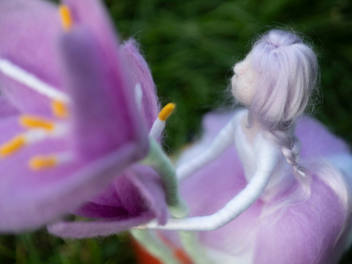 Crocus Fairy With Her Beloved Flowers. Needle Felted Character - Etsy