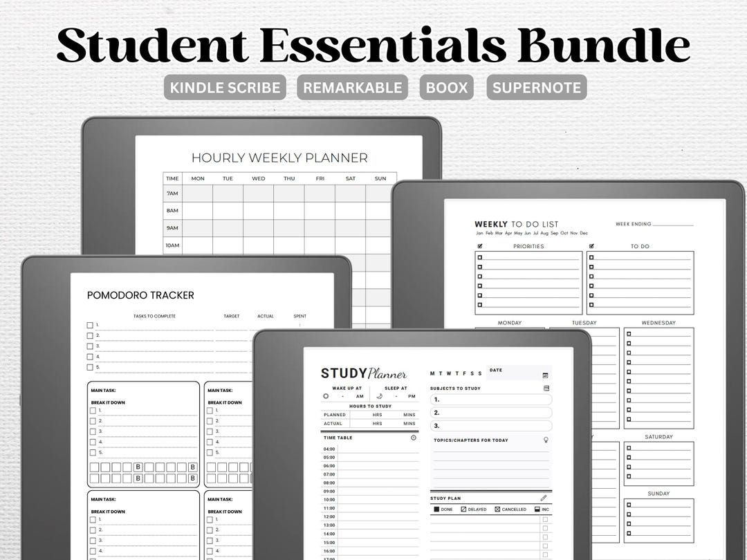 Student Essentials Bundle | Study Planner, Pomodoro, Weekly to Do List ...