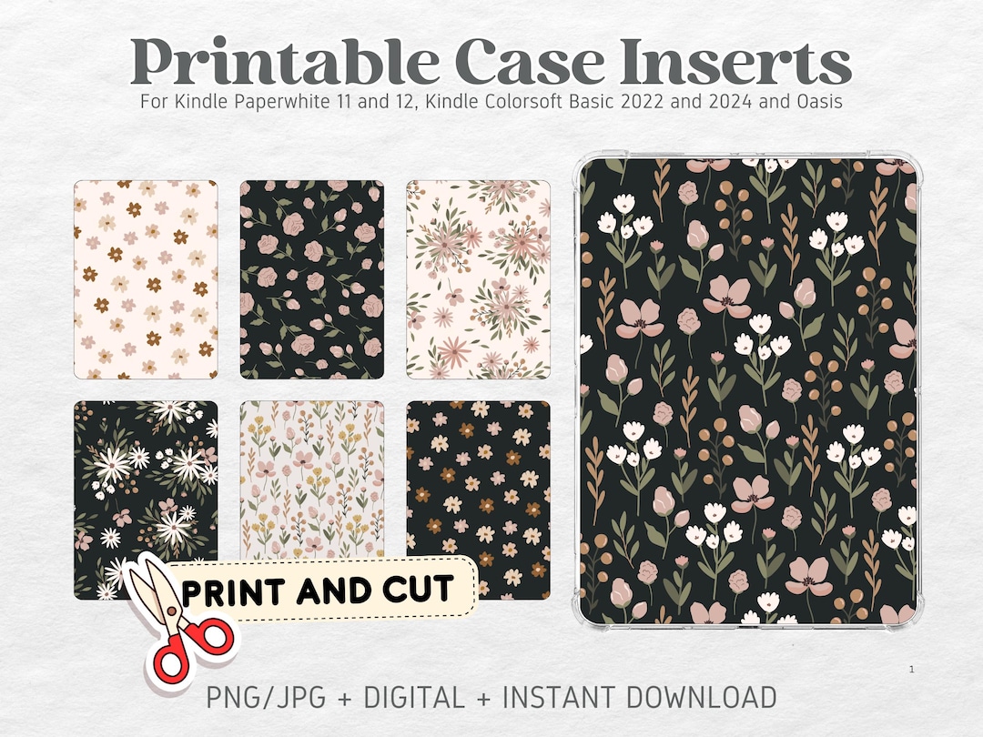 Kindle Printable Cardstock Clear Case Inserts | Wildflowers ...