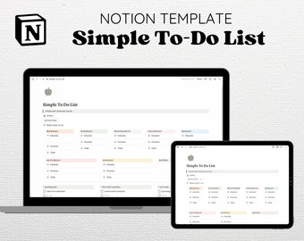 Notion Simple Weekly to Do List Notion Digital Planner Notion Template Daily Weekly Checklist ...
