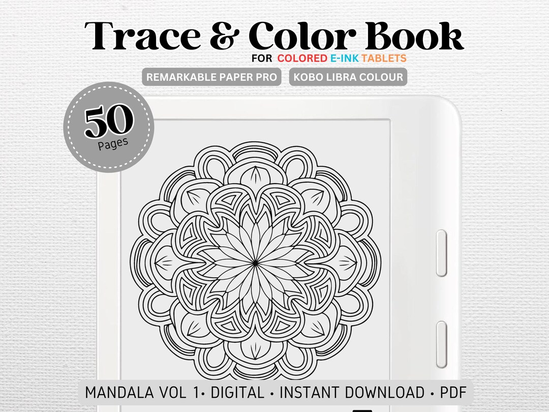 Coloring & Tracing Book for Coloured E-ink Tablets | Compatible With ...