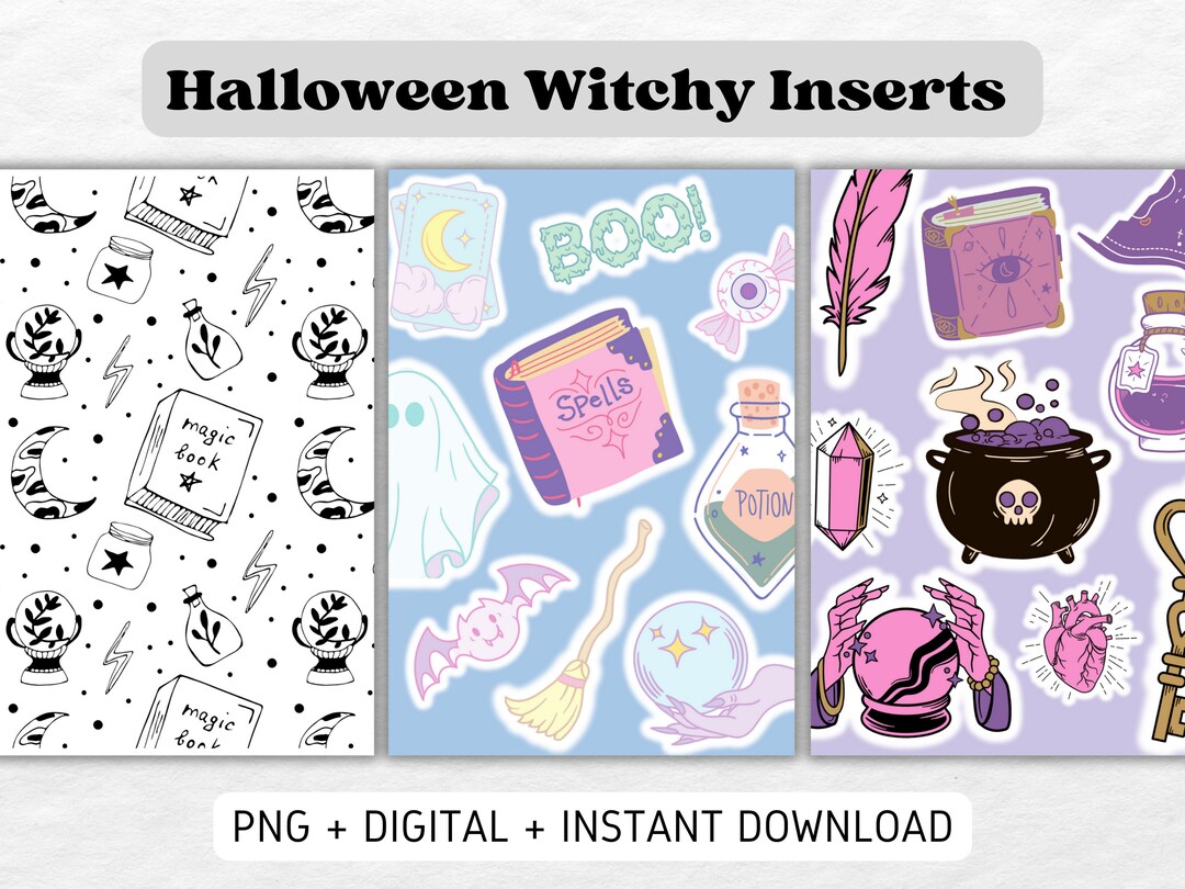 Kindle Printable Cardstock Clear Case Inserts Halloween Witchy Themed ...