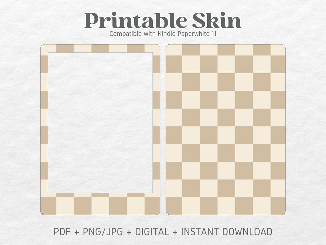 Kindle Paperwhite Skin Decal Case Inserts | Checkered Neutral Beige ...