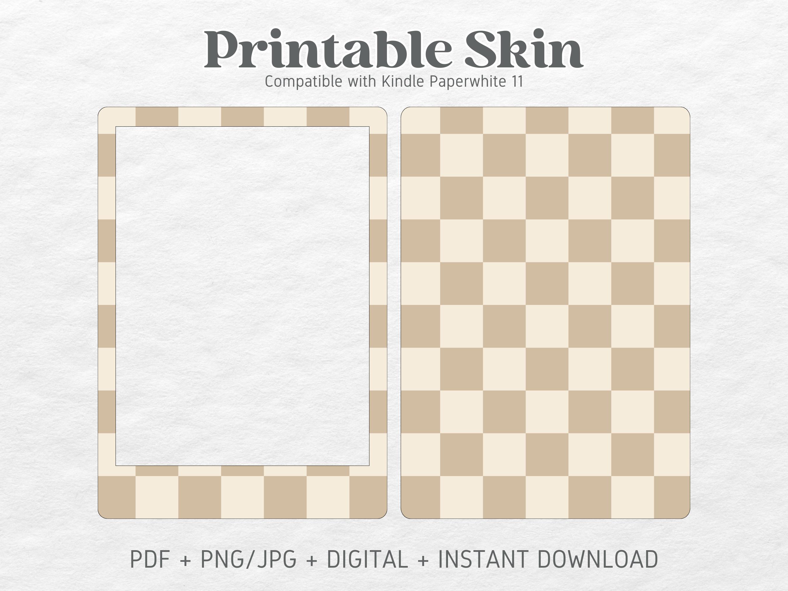 Kindle Paperwhite Skin Decal Case Inserts | Checkered Neutral Beige ...