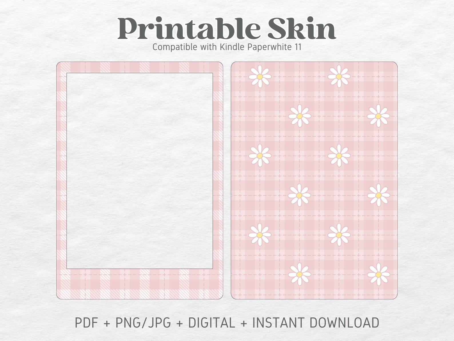 Kindle Paperwhite Skin Decal Case Inserts | Pink Checkered Daisy ...