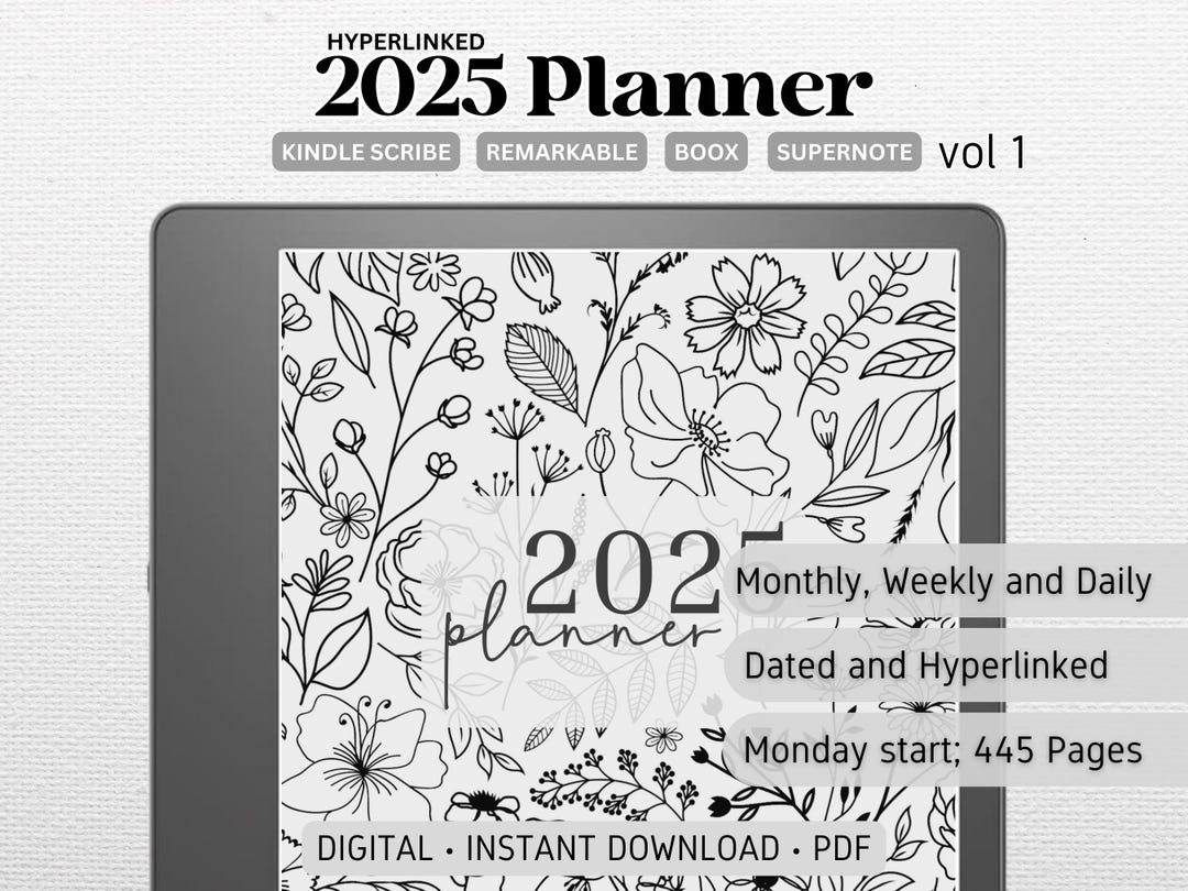 2025 PLANNER | Compatible W/ Kindle Scribe, Remarkable, Boox, Supernote ...
