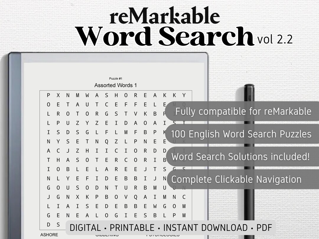 Remarkable Word Search Puzzle Vol 2.2 100 PUZZLES Digital Download ...