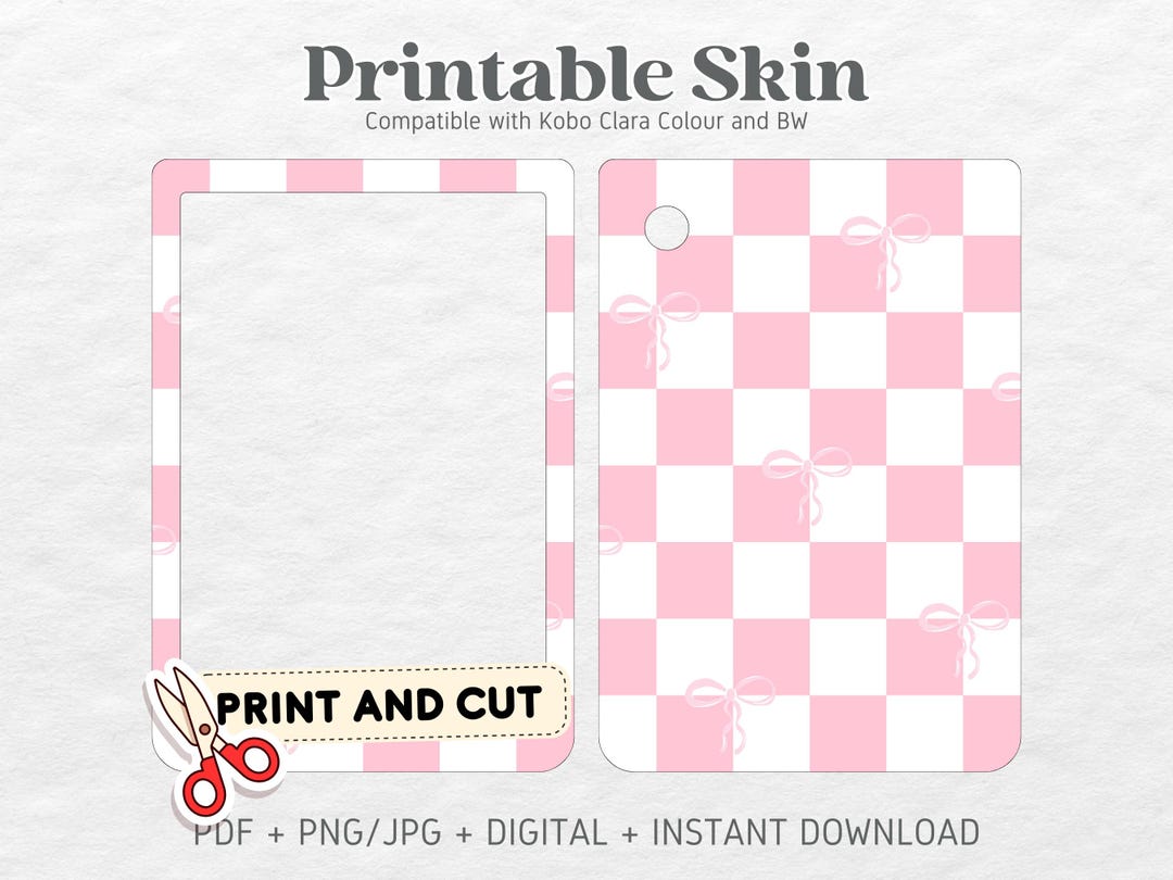 Kobo Clara Colour BW Skin Decal Case Inserts | Pink Ribbon Checkered ...