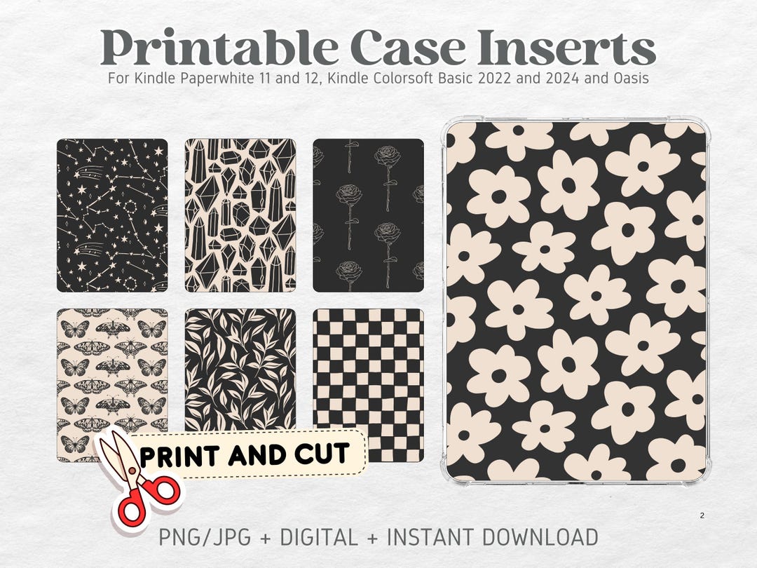 Kindle Printable Cardstock Clear Case Inserts | Onyx | Background ...