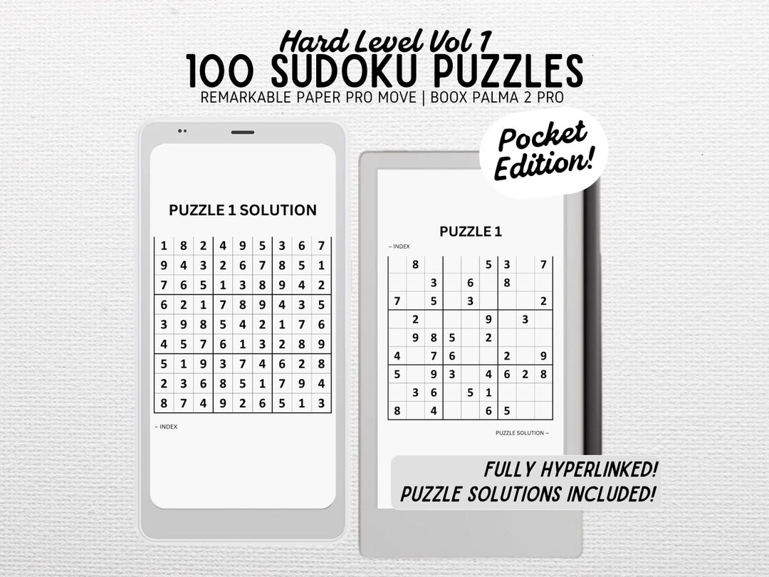 Sudoku Puzzle Designed for Remarkable Paper Pro Move, Boox Palma 2 Pro ...