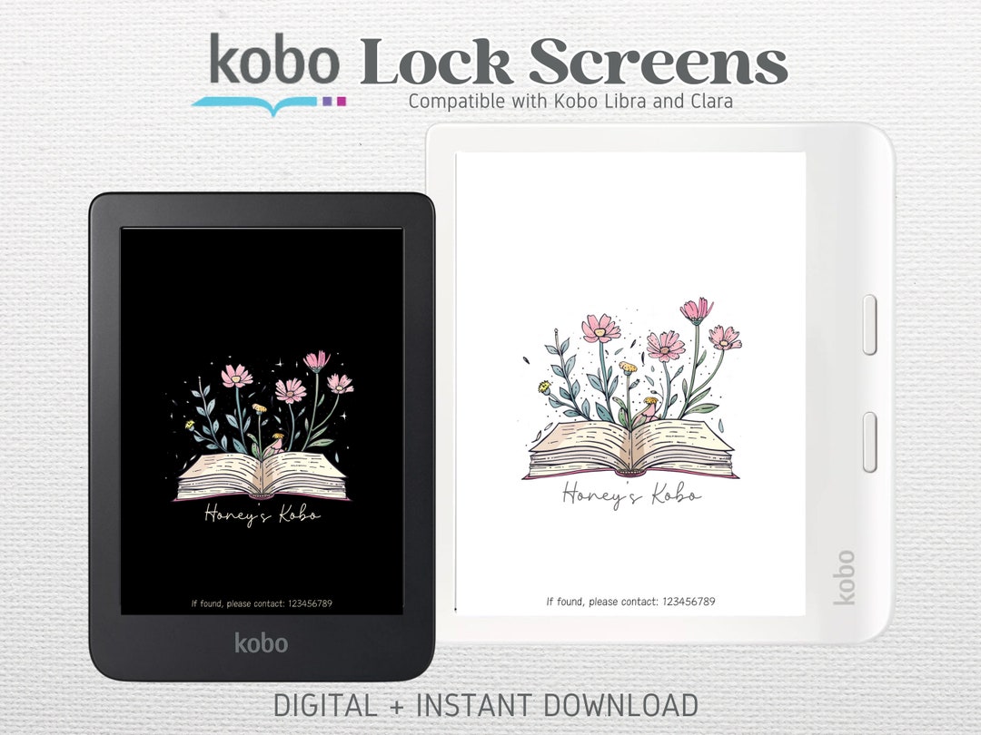 CUSTOM Kobo Lock Screen Screensaver Custom Wallpaper Book Flowers ...