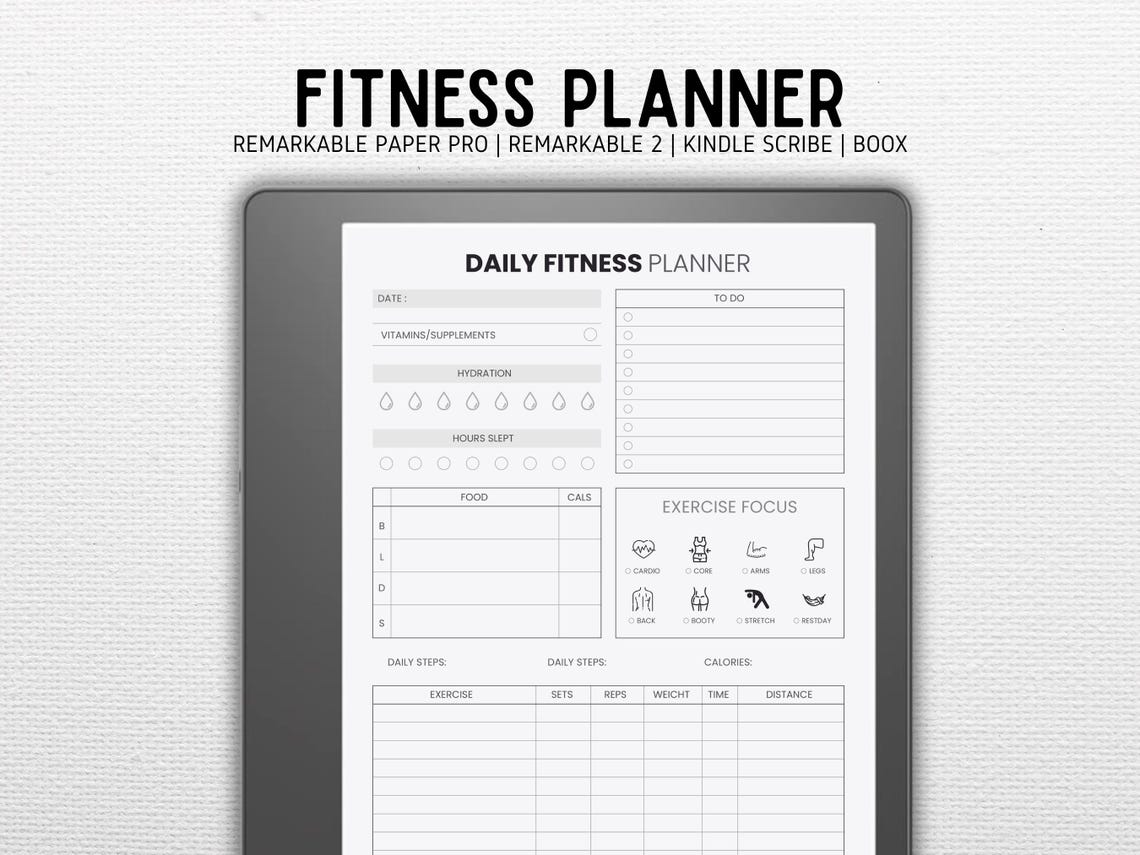 Fitness Planner Vol 1 | Compatible With Kindle Scribe, Remarkable, Boox ...