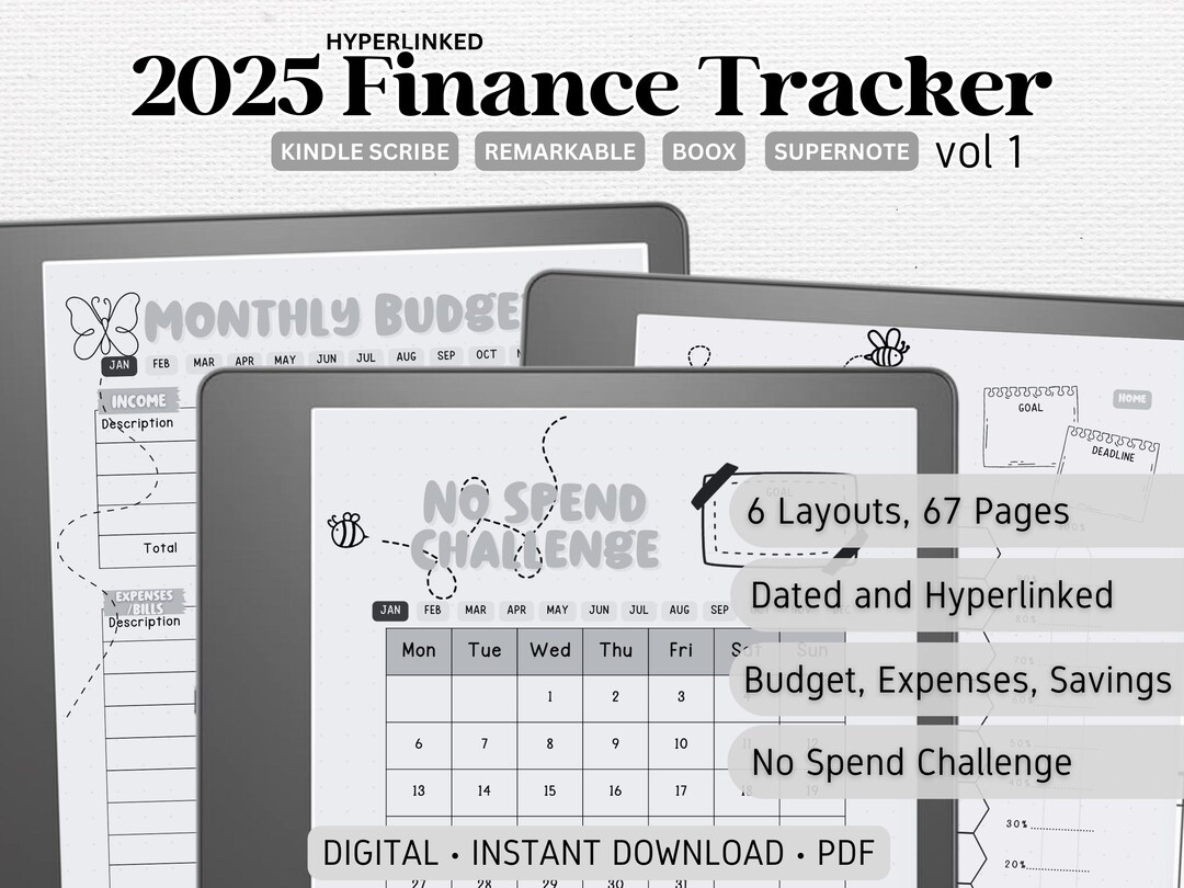 2025 Finance Tracker | Compatible With Kindle Scribe, Remarkable, Boox ...