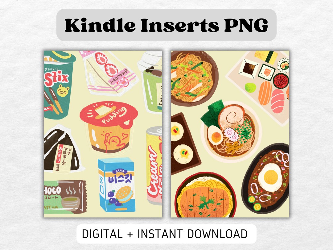 Kindle Printable Cardstock Clear Case Inserts Asian Food Snacks Themed ...