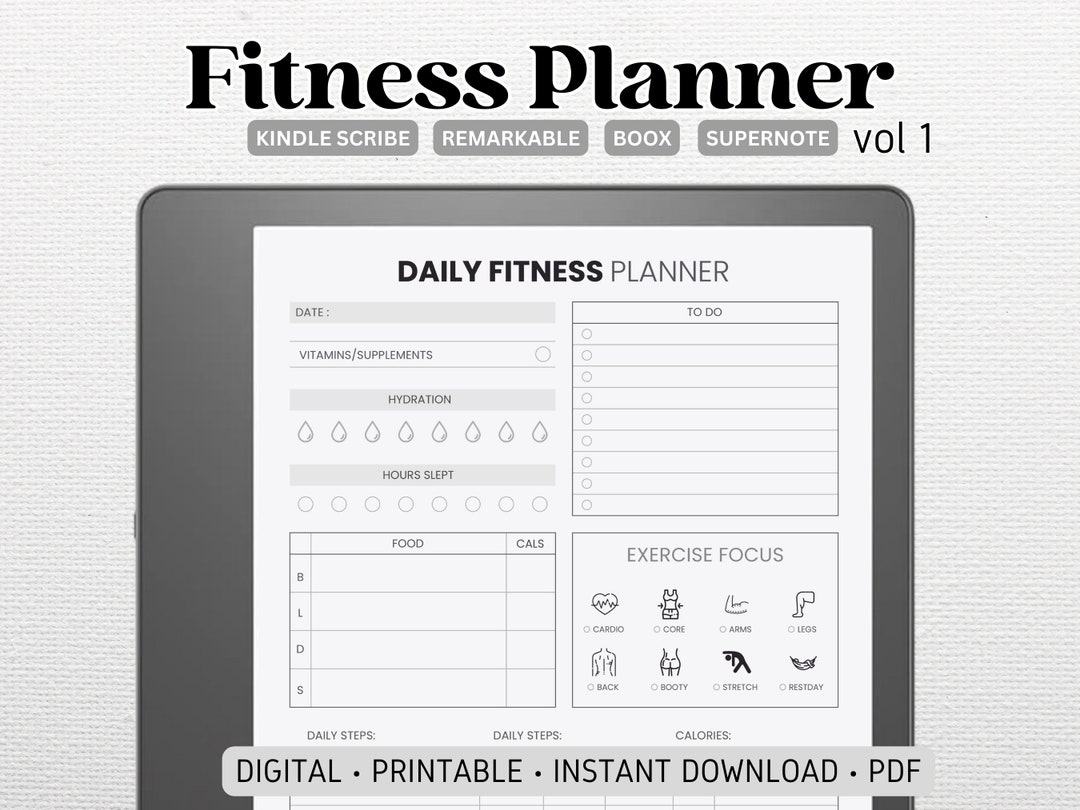 Fitness Planner Vol 1 | Compatible With Kindle Scribe, Remarkable, Boox ...