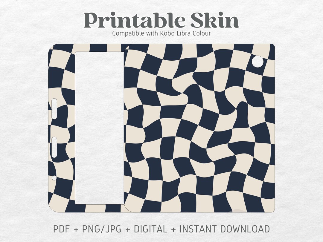 Kobo Libra Colour Skin Decal Case Inserts | Navy Checkered | Printable ...