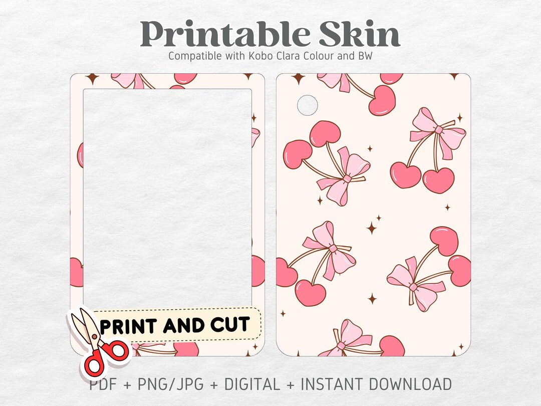 Kobo Clara Colour BW Skin Decal Case Inserts | Pink Coquette Cherry ...