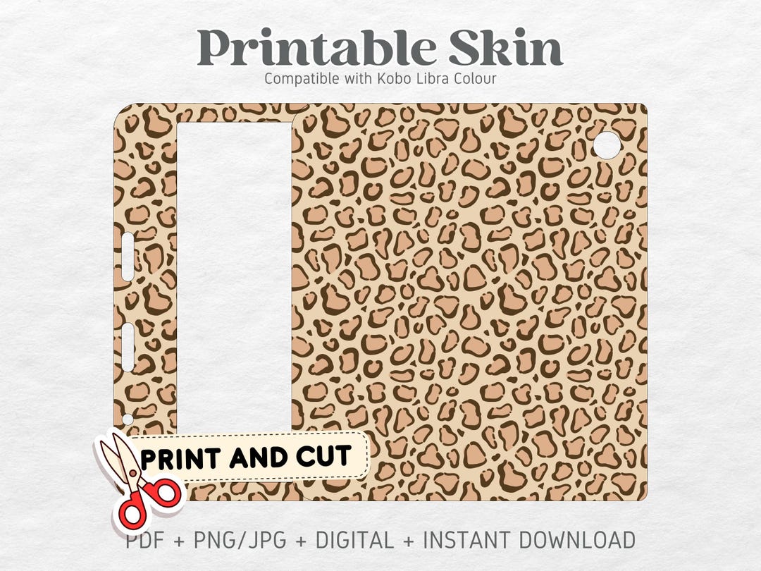 Kobo Libra Colour Skin Decal Case Inserts | Leopard Print | Printable ...