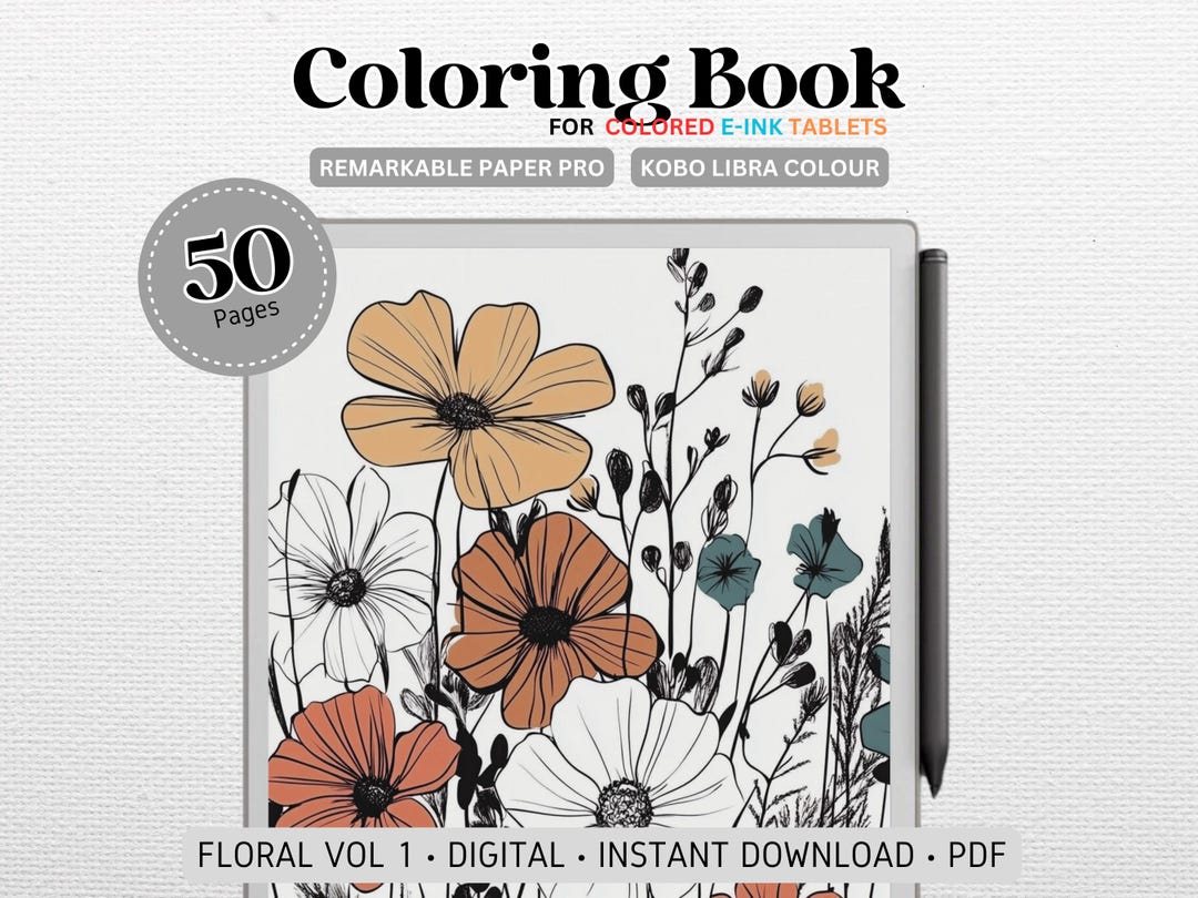 Coloring Book for Coloured E-ink Tablets | Compatible With Kobo Libra ...