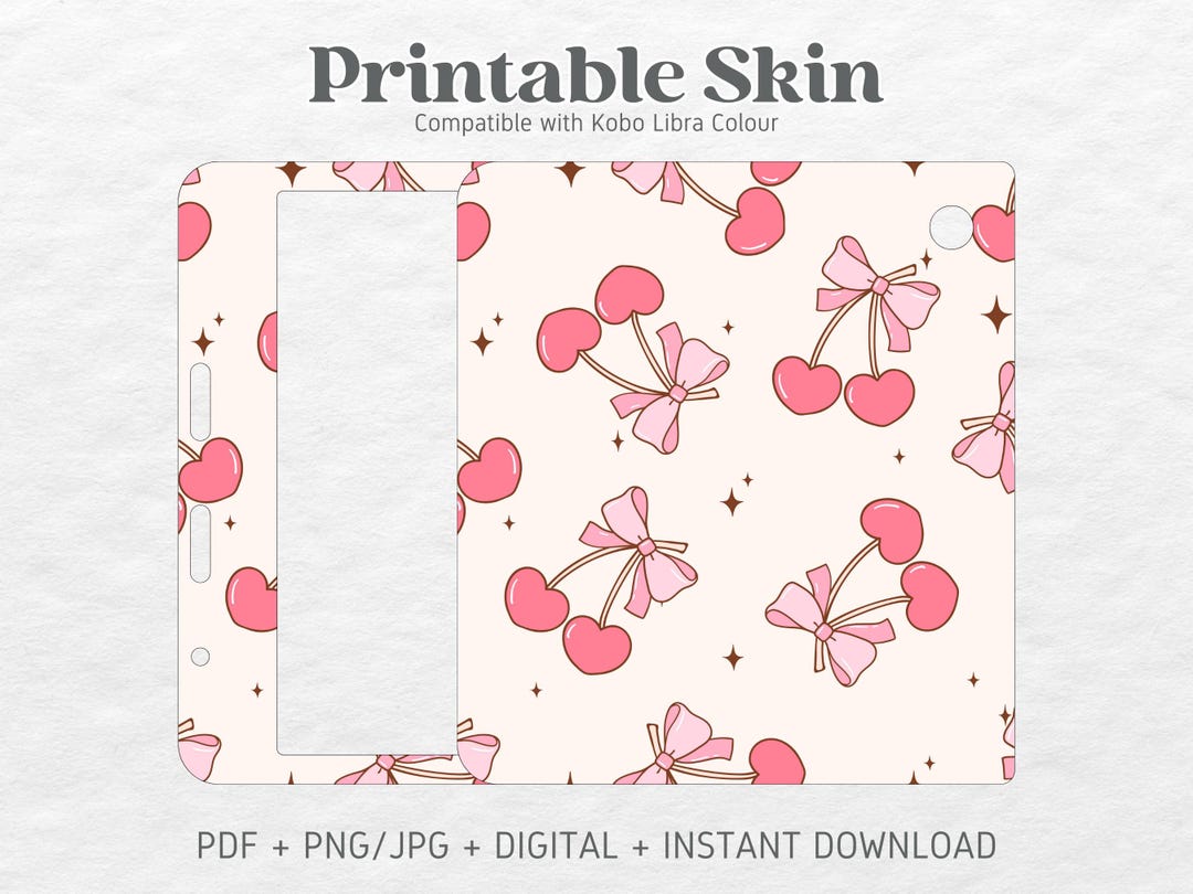 Kobo Libra Colour Skin Decal Case Inserts | Pink Coquette Ribbons ...