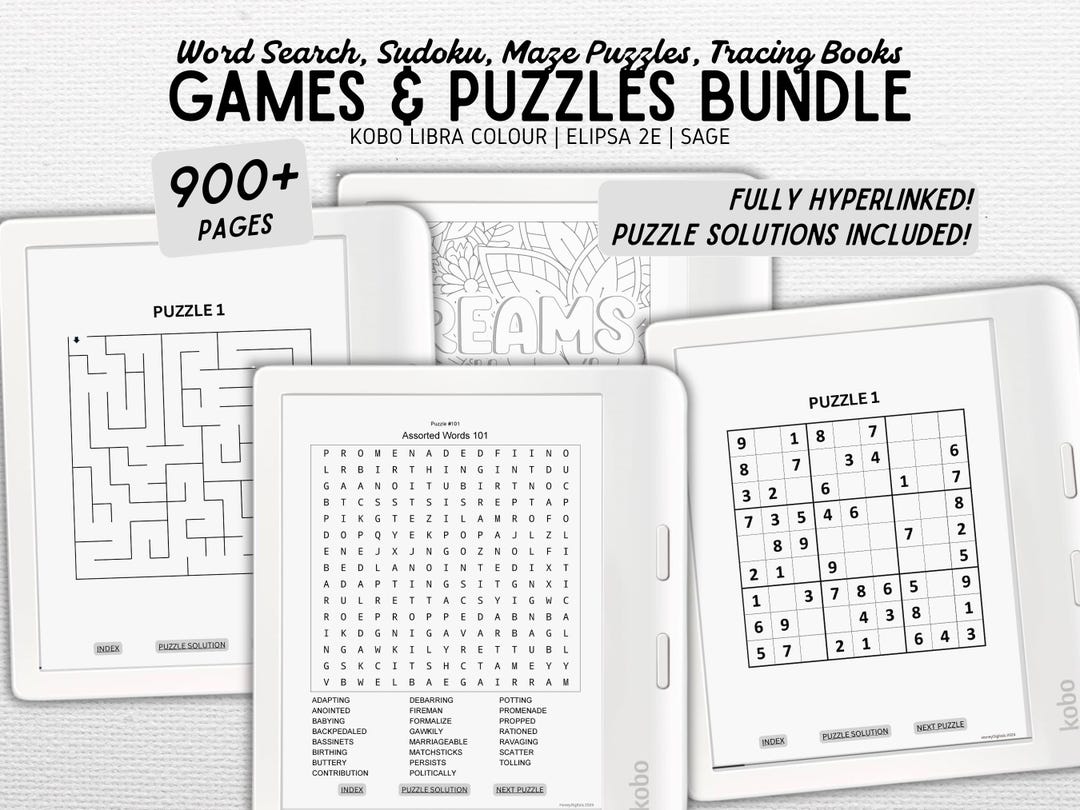 Games and Puzzles Bundle Vol 1 | Word Search, Sudoku, Maze Puzzles ...