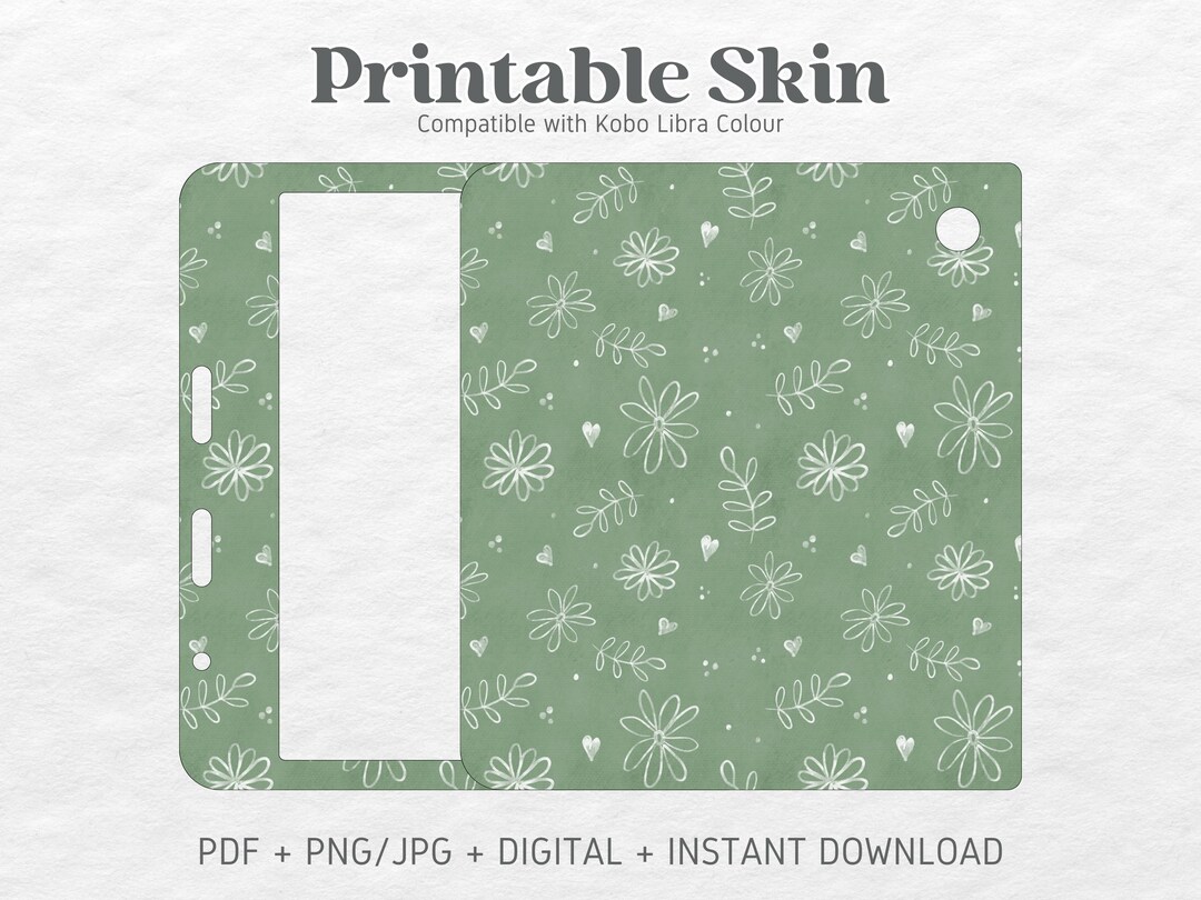 Kobo Libra Colour Skin Decal Case Inserts | Sage Green | Printable Skin ...