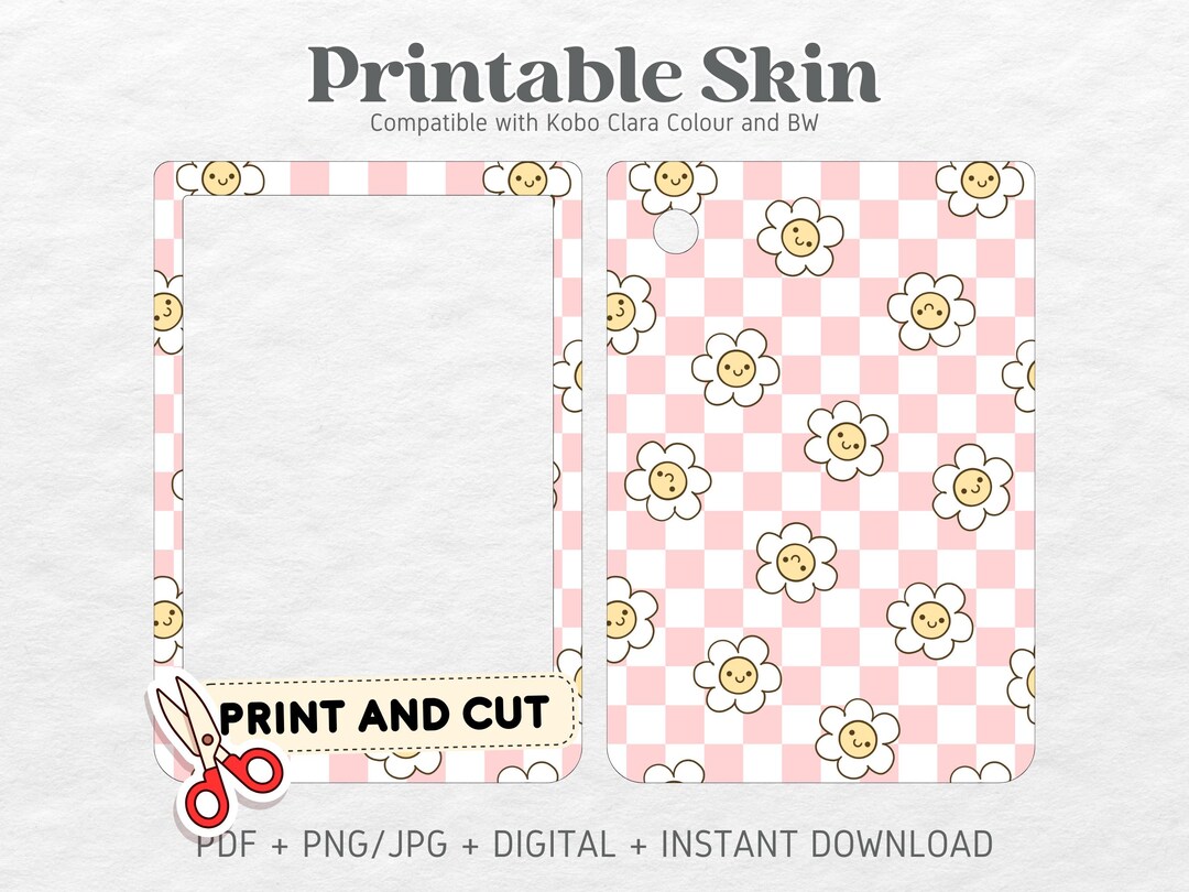 Kobo Clara Colour BW Skin Decal Case Inserts | Pink Checker Daisy ...