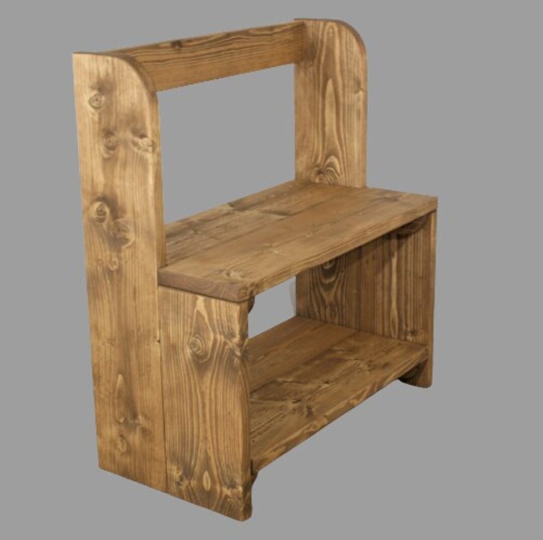 Handmade Solid Wood Hall Bench Seat With Storage Shelf, Rustic Style ...