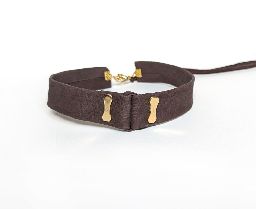 Chocolate Brown Leather Choker Necklace/ Brown Choker Necklace ...