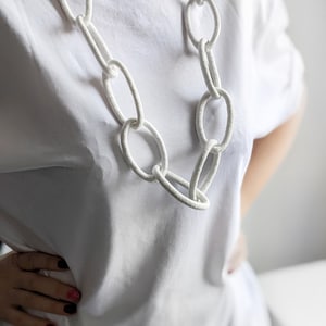 White Maxi Chain Necklace/ Chunky Chain/ Eco Friendly Necklace/ White ...