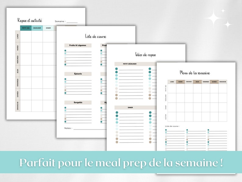 Organiseur de menus de la semaine et liste de courses à imprimer ...