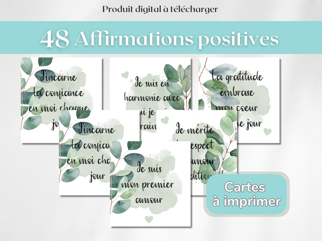 48 Positive Affirmations in French to Print, Printable Affirmation ...