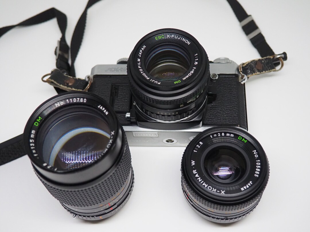 Fujica AX-5 35mm Film SLR Camera With X-kominar 135mm,x-kominar 28mm ...