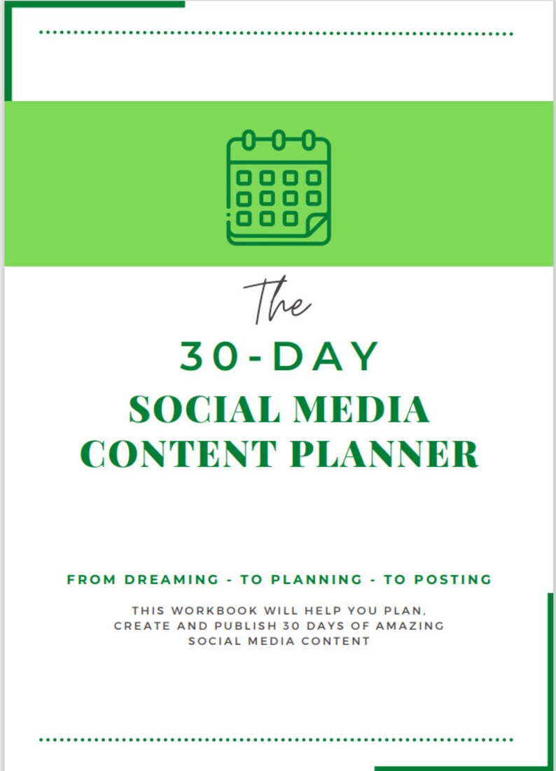 30-day Social Media Planner - Etsy
