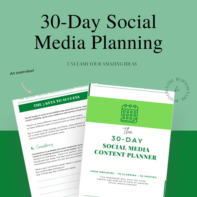 30-day Social Media Planner - Etsy