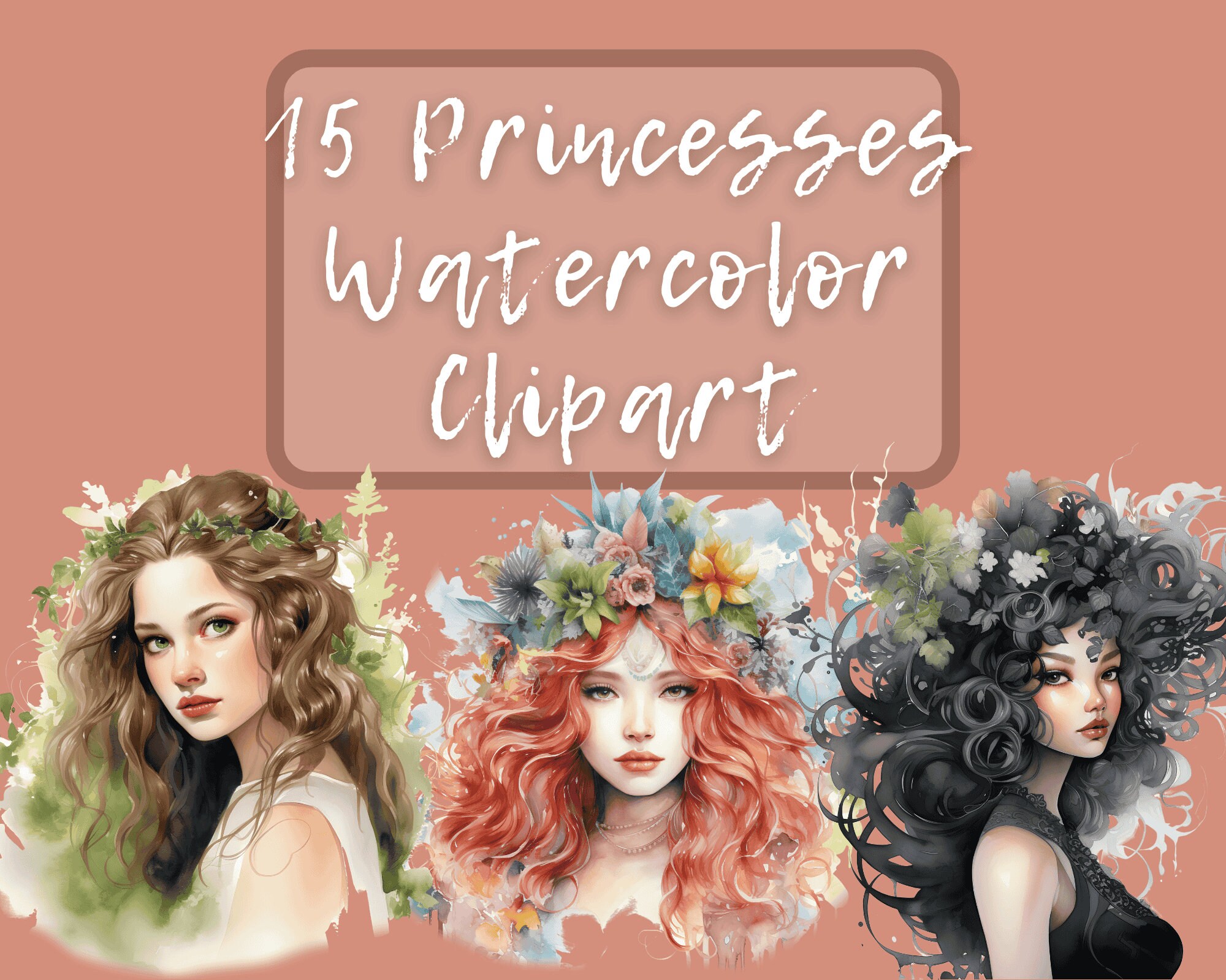 Princesses Watercolor Clipart 15 PNG Digital Download - Etsy