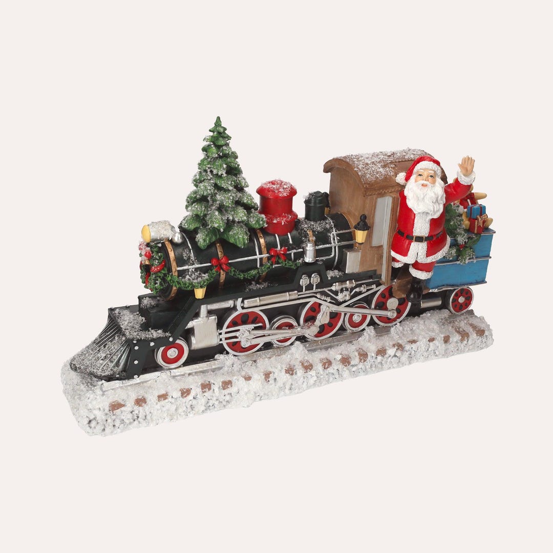 Christmas Train Statue With Santa Claus, Tree, and Gifts – Resin ...