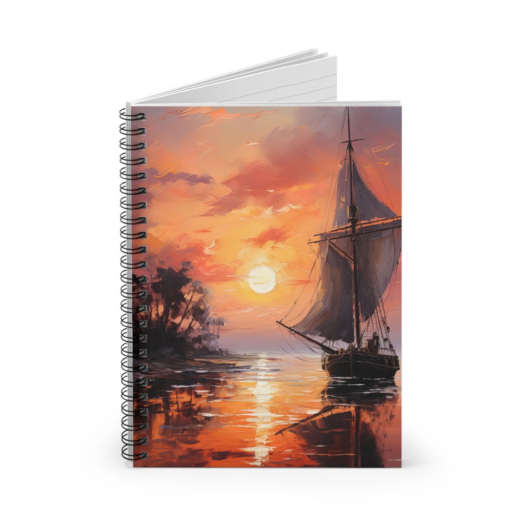 Sunset Sail: Impressionist Watercolor Sailboat Spiral Notebook - Etsy