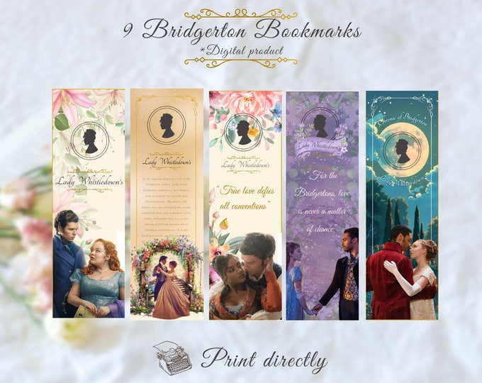 9 Bookmarks Bridgerton- Printable Digital Product - Bridgerton ...