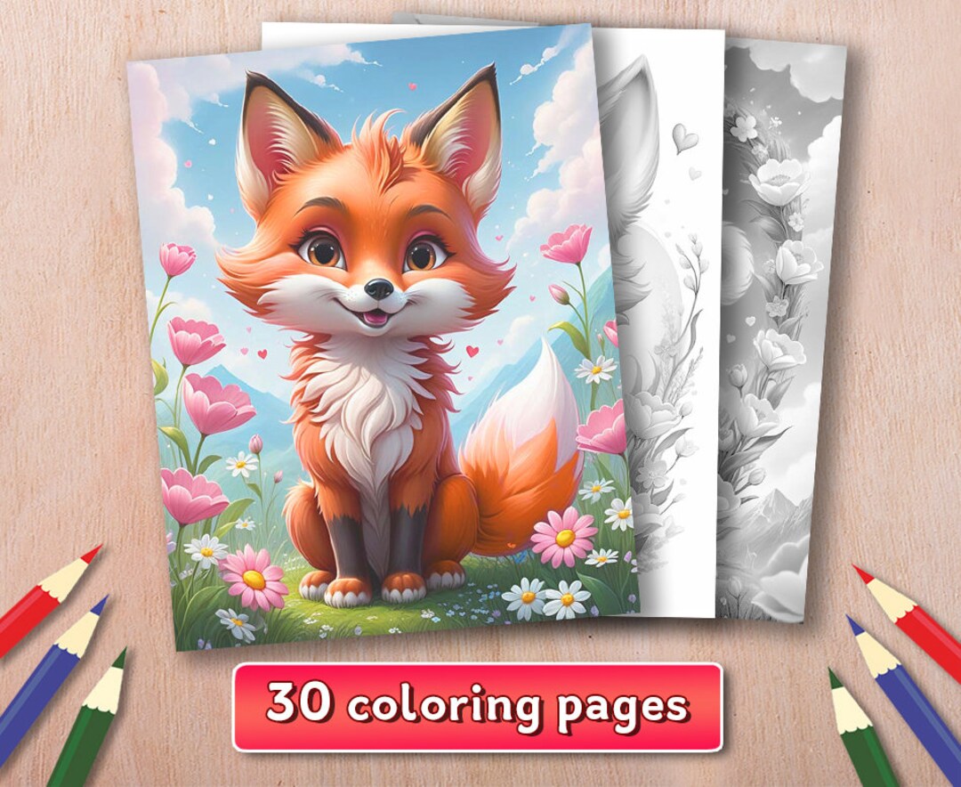30 Baby Cute Animals Grayscale Coloring Pages for Kids, Grayscale ...