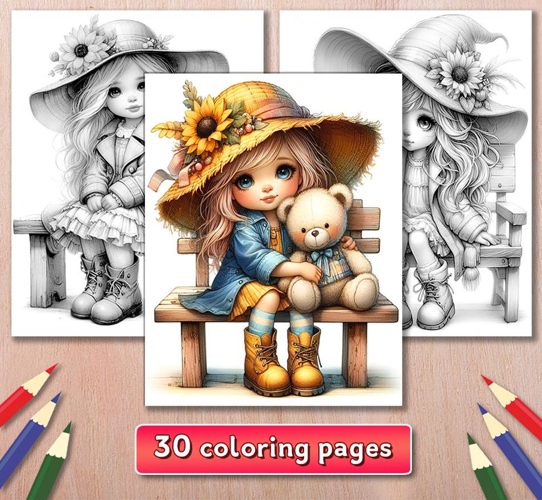 30 Girls on a Bench Coloring Pages, Female Grayscale Coloring Book ...