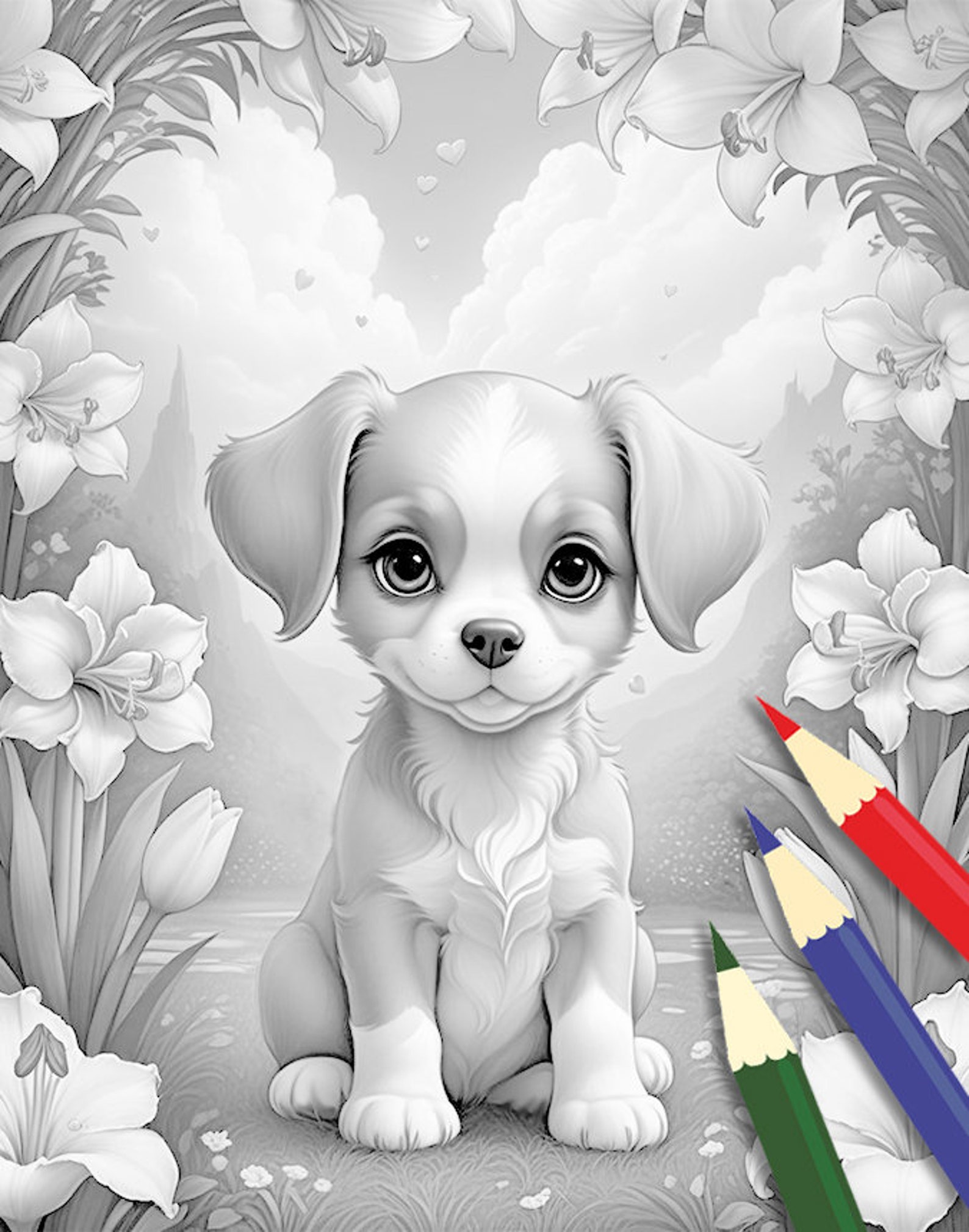 30 Baby Cute Animals Grayscale Coloring Pages for Kids, Grayscale ...