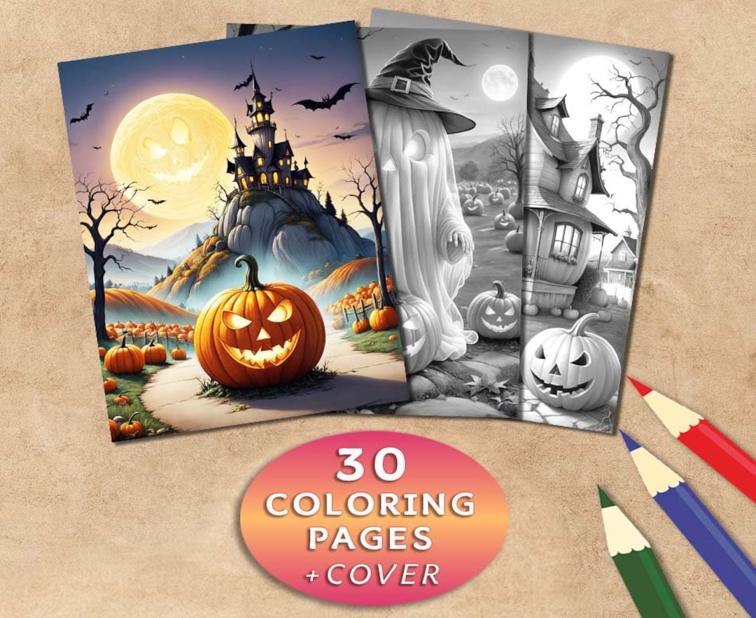 The Nightmare Coloring Book. Halloween Coloring Books With 30 Grayscale ...