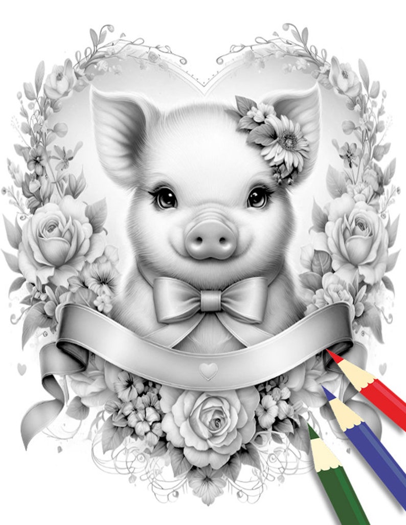 Floral Animals Coloring Pages, Cute Baby Animals Coloring Book, Animal ...