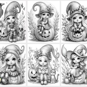 30 Halloween Gnome Girl Coloring Pages, Printable Pumpkin Garden Gnome ...