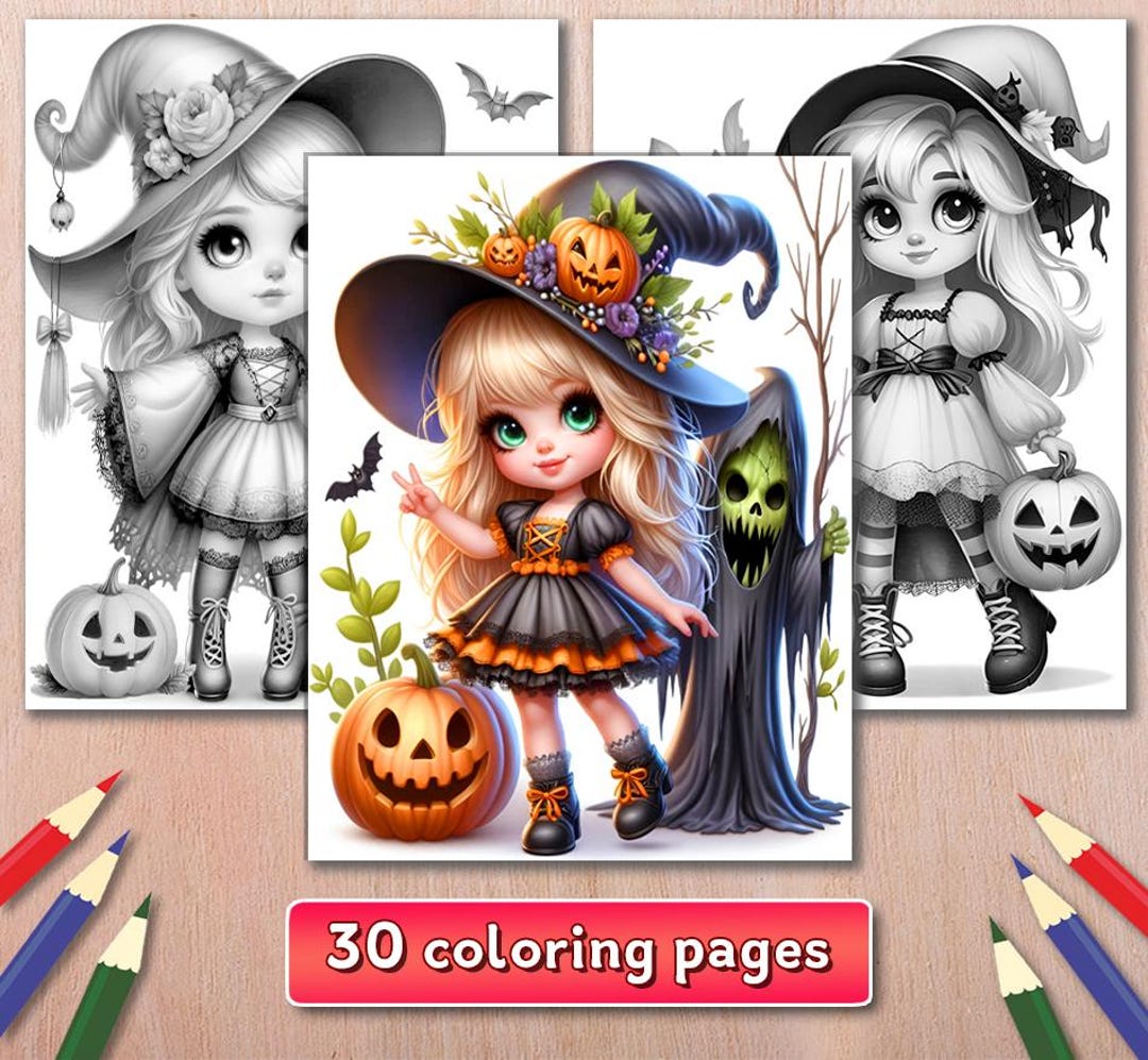 30 Cute Halloween Witch Coloring Pages, Fantasy Coloring Pages ...