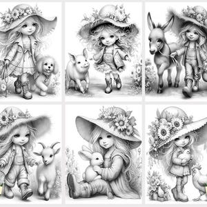 30 Girls With Farm Animals Coloring Pages, Beautiful Little Girls ...